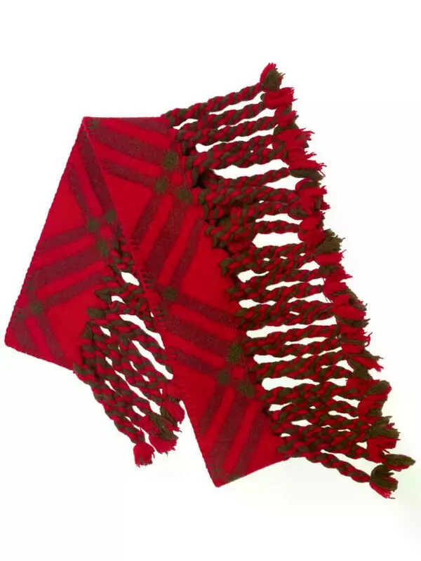 Burberry Check Wool Skinny Scarf - Red