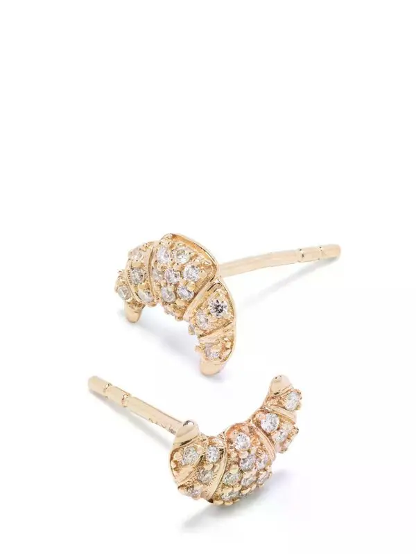 SYDNEY EVAN 14kt Yellow Small Croissant Diamond Stud Earrings
