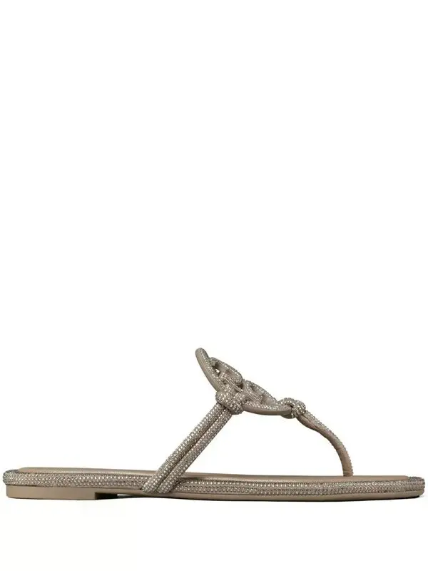 Tory Burch Miller Leather Slides - Neutrals
