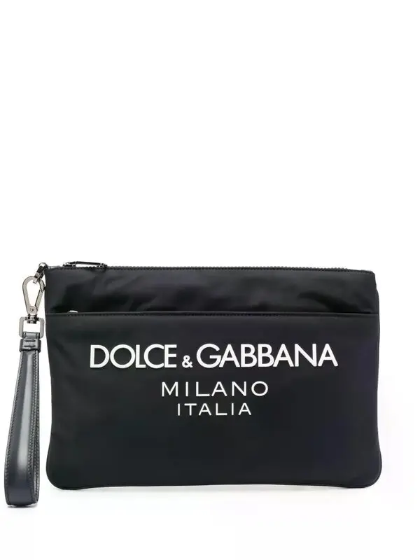 Dolce & Gabbana Logo-appliqué Clutch Bag - Blue