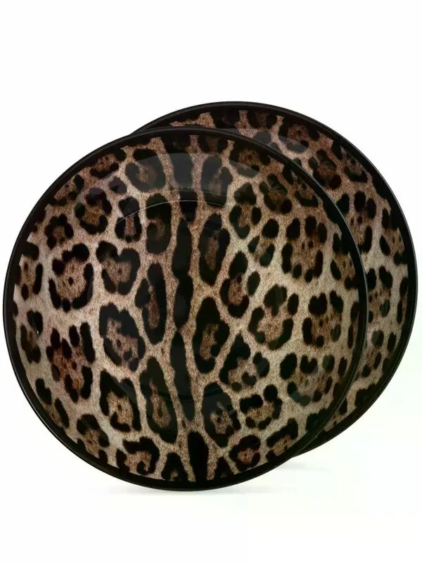 Dolce & Gabbana Leopard-print Porcelain Soup Plates - Brown