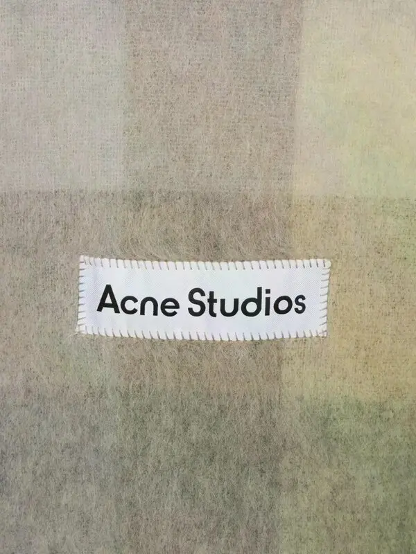 Acne Studios Checked Logo-appliqué Scarf - Neutrals