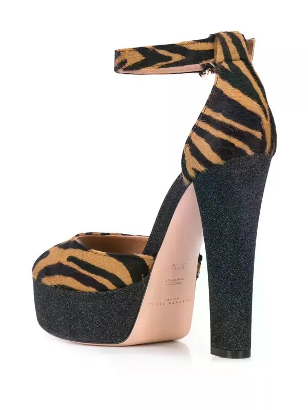 MADISON MAISON Zebra Platform Sandals - Black