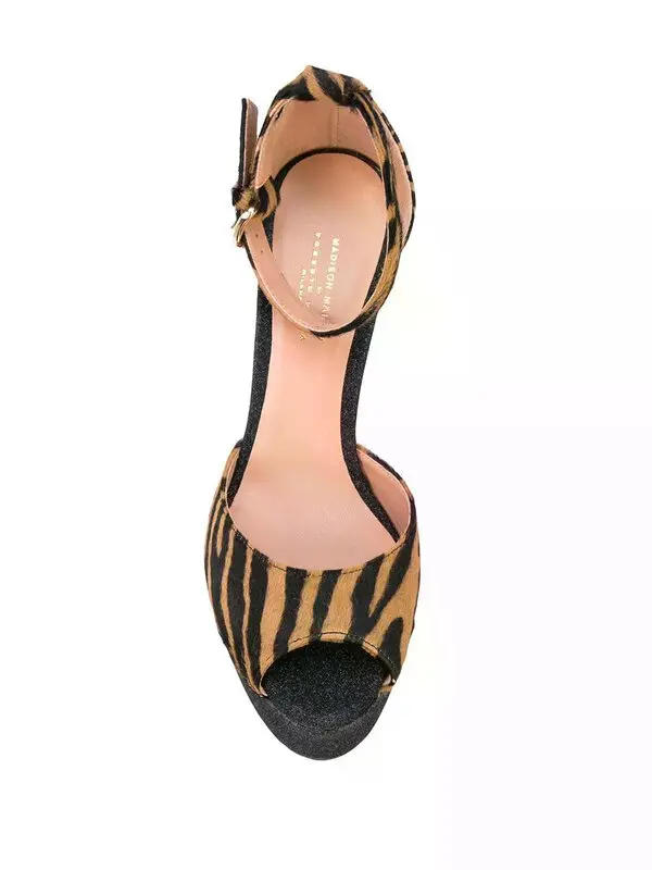 MADISON MAISON Zebra Platform Sandals - Black