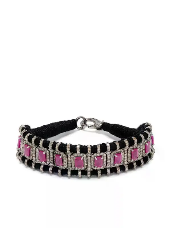 Jia Jia Ruby And Diamond Statement Bracelet - Silver