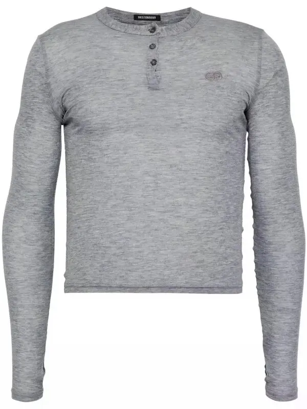 GROUND ZERO Logo-embroidered T-shirt - Grey