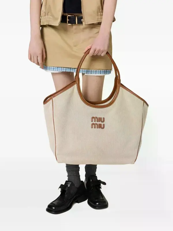 Miu Miu Ivy Canvas Tote Bag