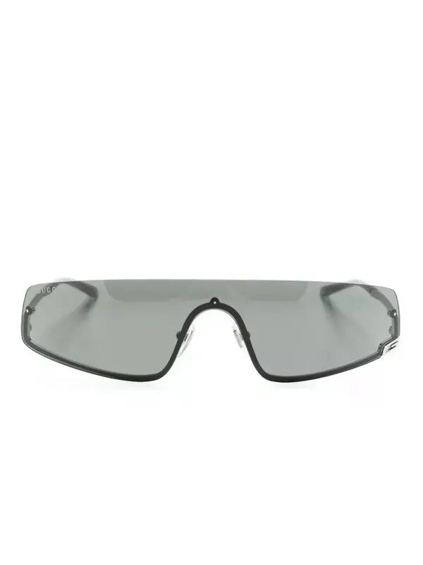 Gucci Square-g Motif Shield-frame Sunglasses - Silver