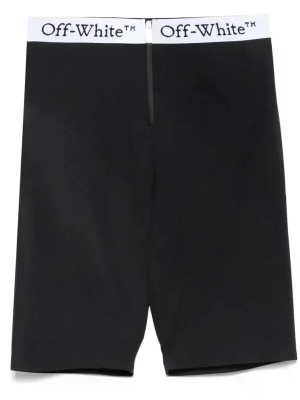 Off-White Logo-waistband Thigh-length Shorts - Black