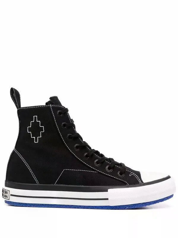COUNTY OF MILAN Embroidered Cross High Vulcanized Sneakers - Black
