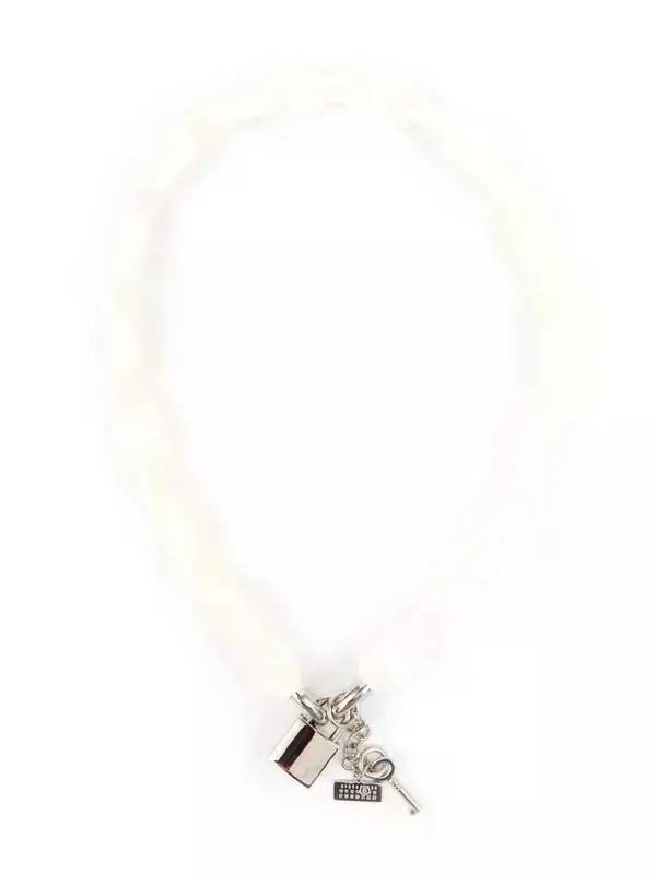 MAISON MARGIELA Padlock Chain-link Necklace - White