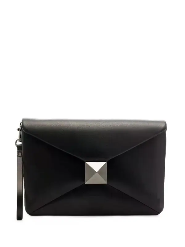 Valentino Garavani Roman Stud Leather Clutch - Black