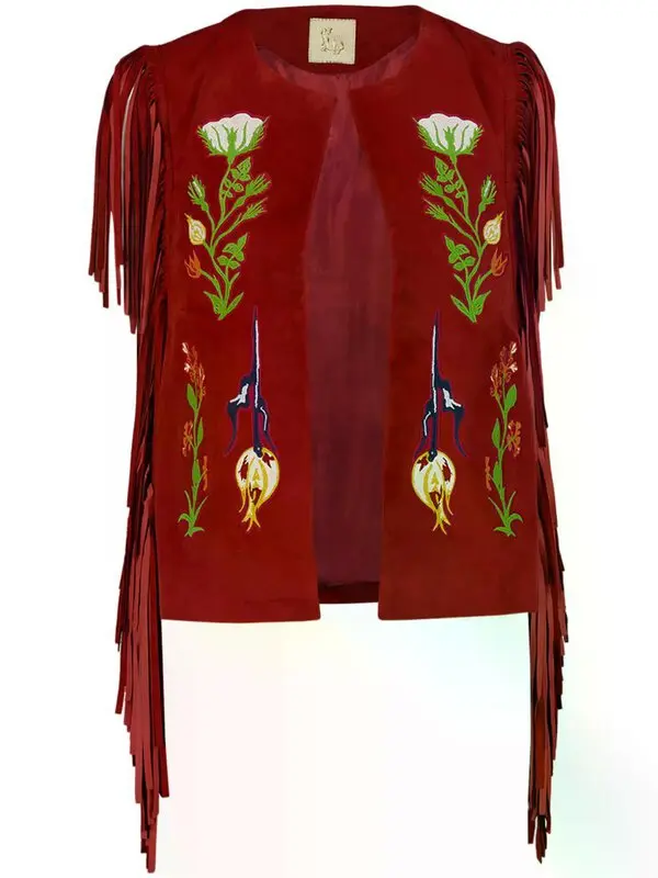 PAULA Cassiopeia Gilet With Embroidered Motif And Fringe Detailing