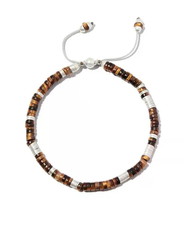 M. Cohen Tiger Eye Bead Bracelet - Silver
