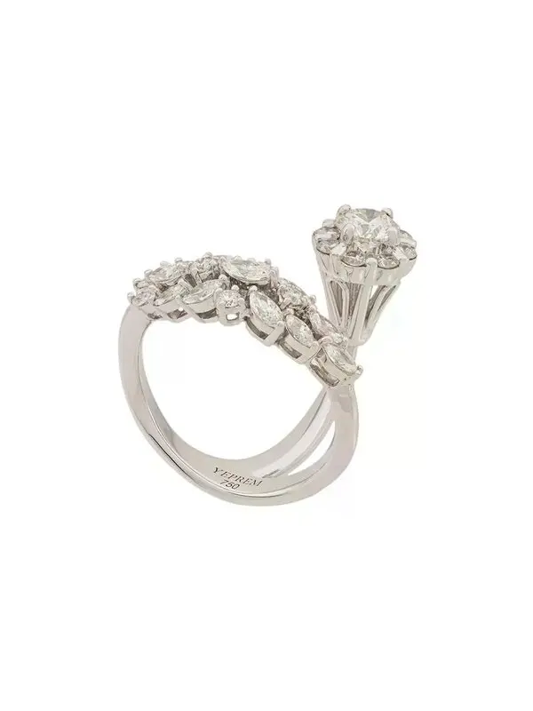 Yeprem 18kt White Gold Diamond Cluster Ring - Silver