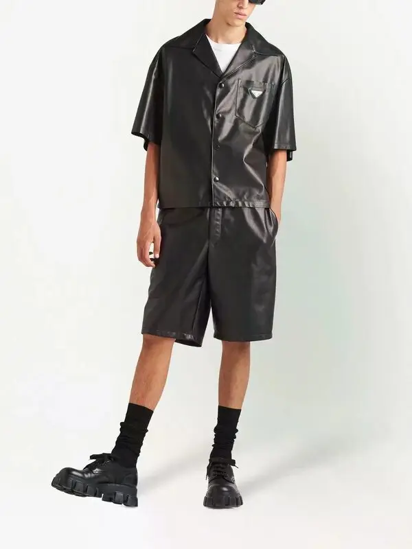 Prada Nappa-leather Bowling Shirt
