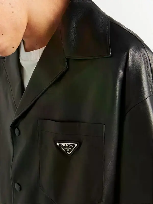 Prada Nappa-leather Bowling Shirt