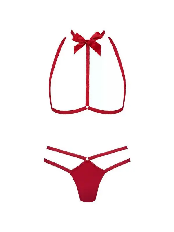 MAISON CLOSE Le Petit Secret Harness Thong Set - Red
