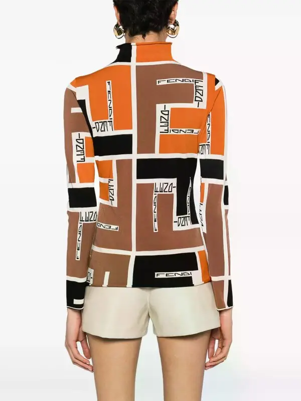 Fendi Logo-jacquard Mock-neck Blouse