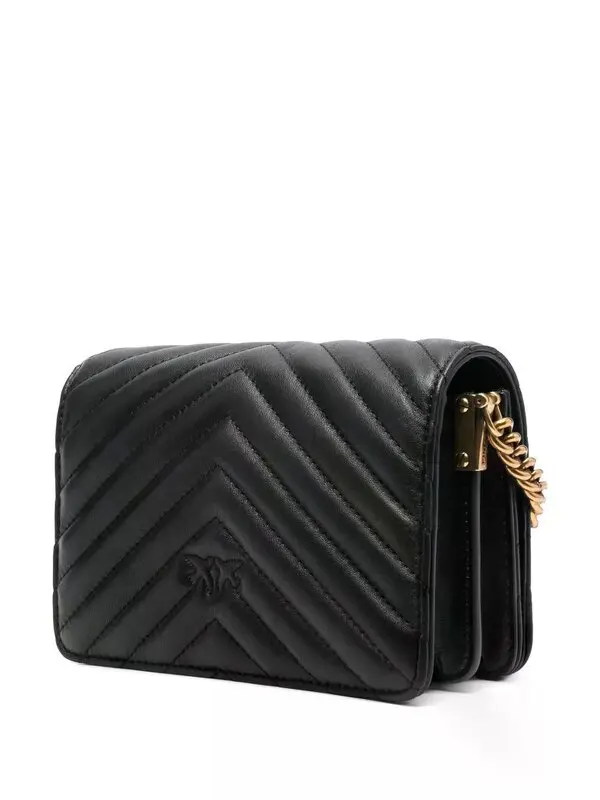 Pinko Mini Love Bag Click Chevron Quilted Nappa Leather Shoulder Bag