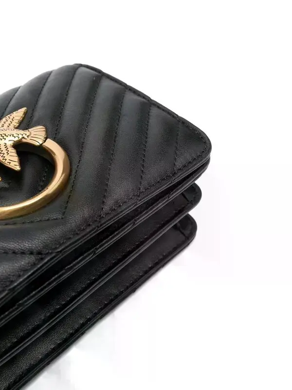 Pinko Mini Love Bag Click Chevron Quilted Nappa Leather Shoulder Bag