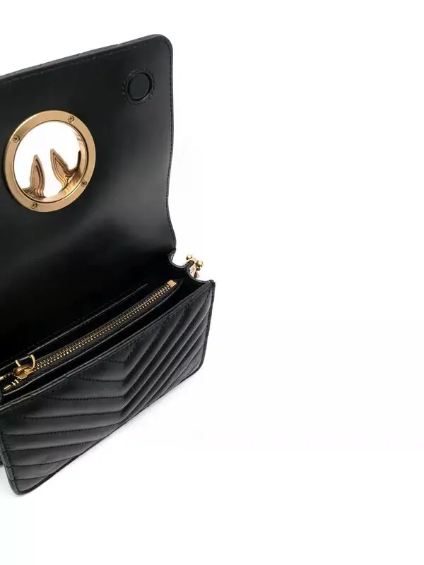 Pinko Mini Love Bag Click Chevron Quilted Nappa Leather Shoulder Bag