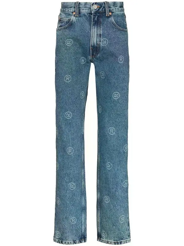 Martine Rose All-over Logo Print Straight Leg Jeans