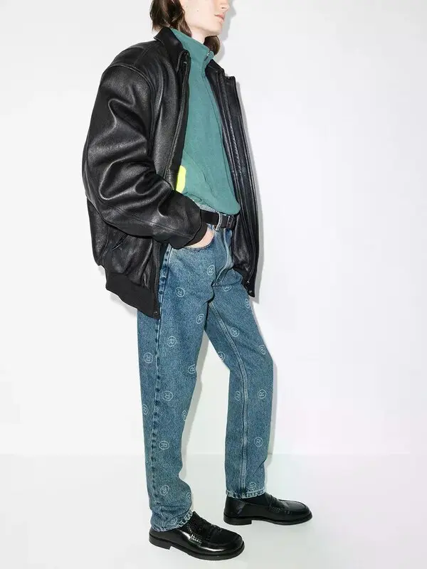 Martine Rose All-over Logo Print Straight Leg Jeans