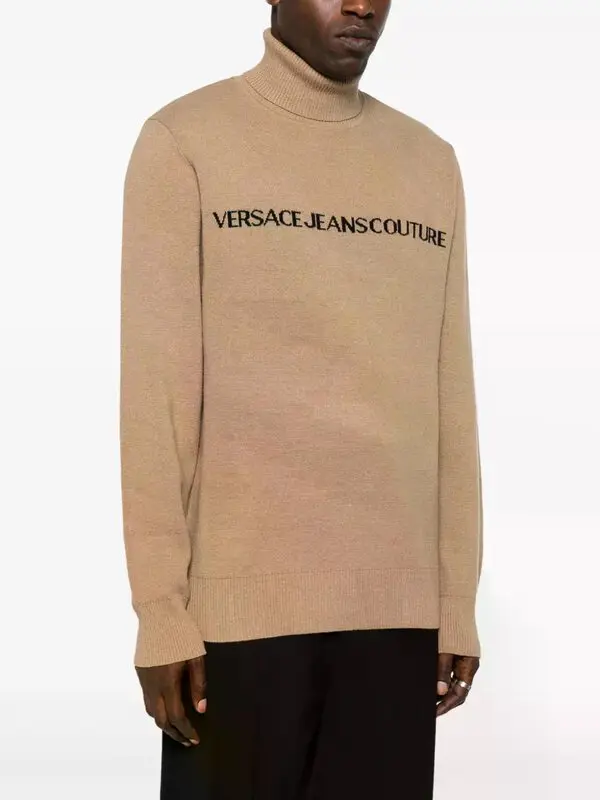 Versace Logo-intarsia Roll-neck Jumper