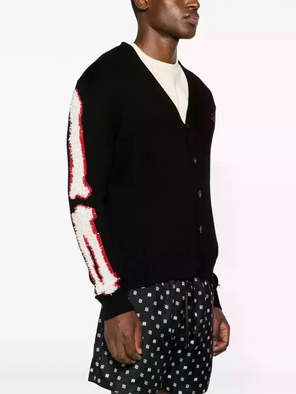 Amiri Bones Intarsia-knit Cardigan