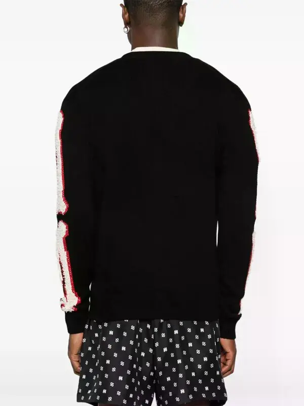 Amiri Bones Intarsia-knit Cardigan