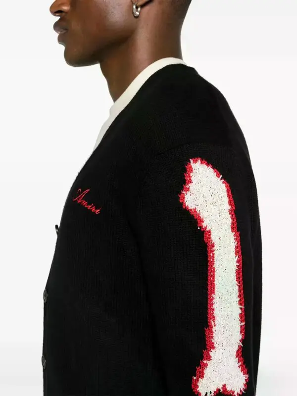 Amiri Bones Intarsia-knit Cardigan
