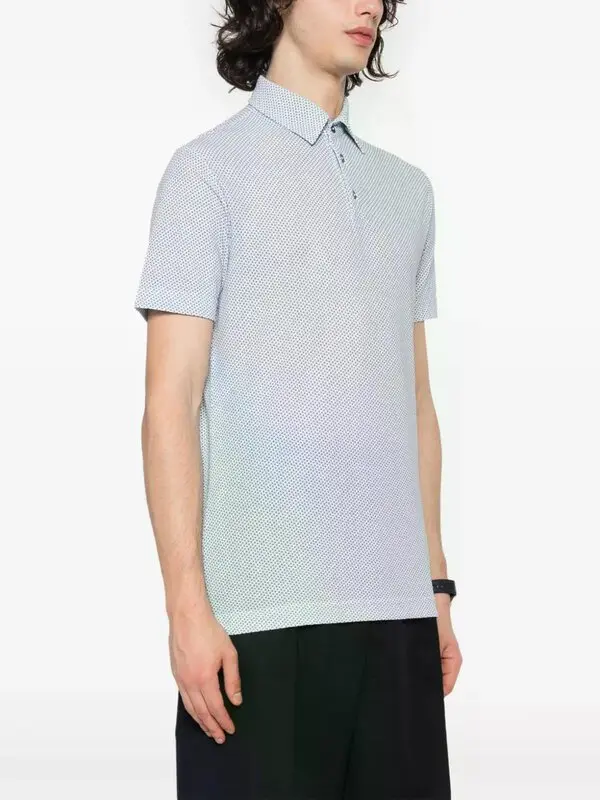 ZANONE Geometric-print Polo Shirt