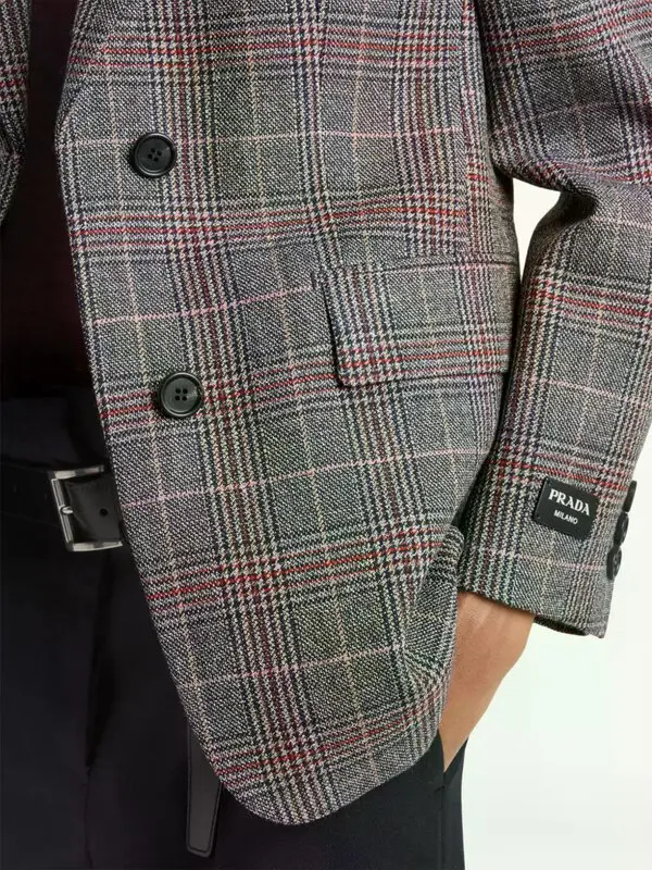Prada Prince Of Wales Checked Wool Blazer