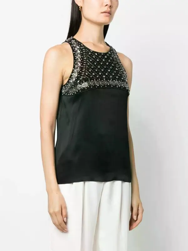 Alberta Ferretti Bead-embellished Sleeveless Blouse
