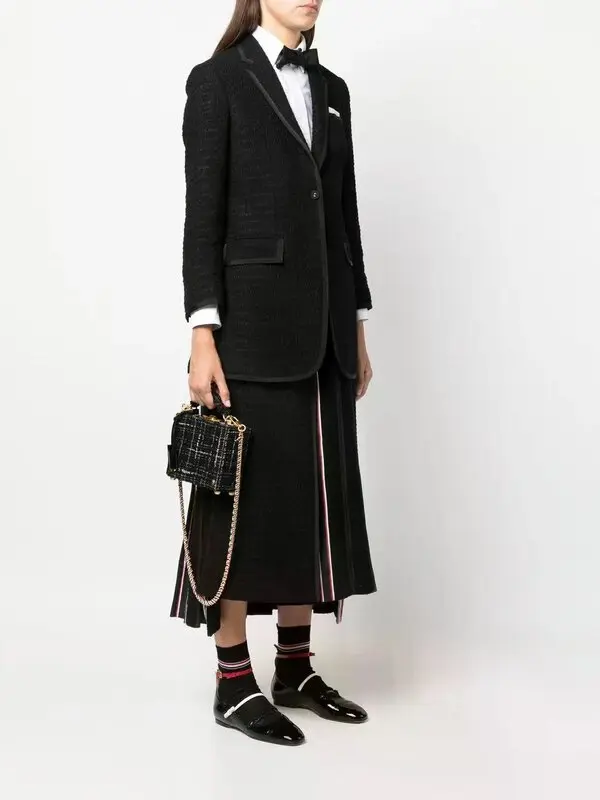 Thom Browne Mini Tweed Ribbon Chain Tote - Black
