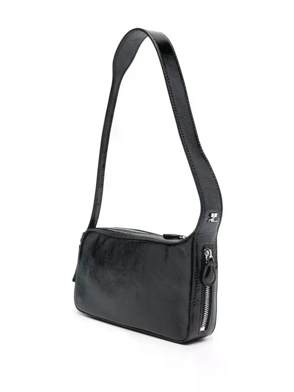 COURREGES One Racer Leather Shoulder Bag - Black
