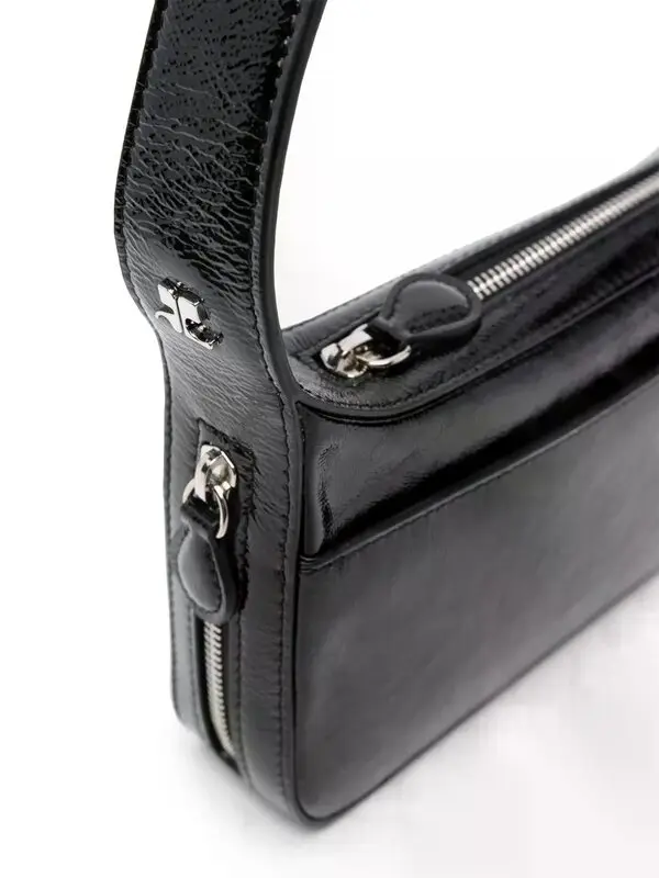 COURREGES One Racer Leather Shoulder Bag - Black