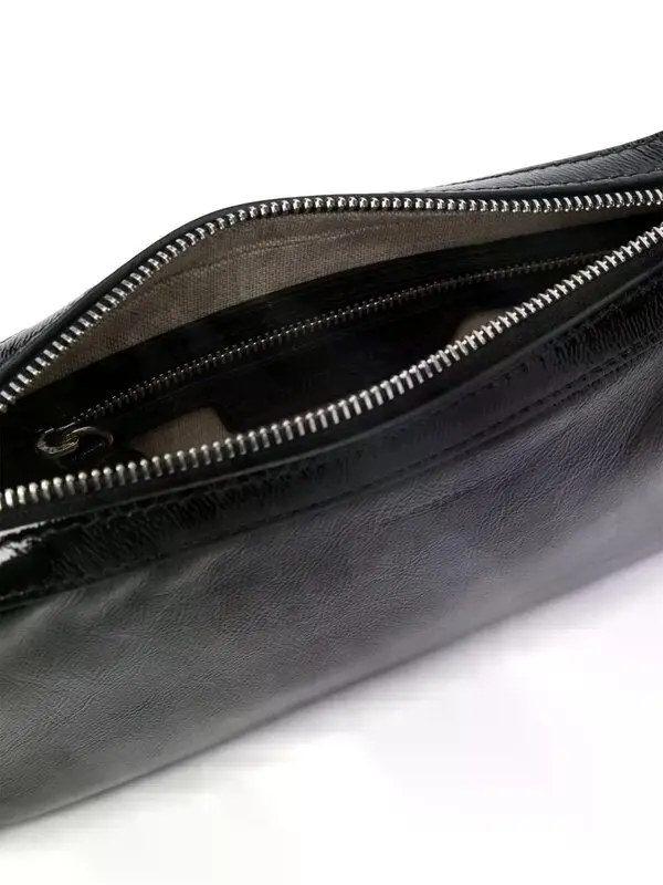 COURREGES One Racer Leather Shoulder Bag - Black