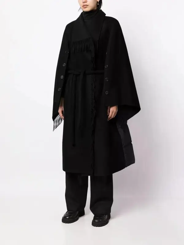 Goen.j Double-breasted Fringe-detail Wool Coat