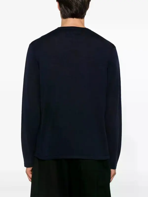 SEVEN GAUGE Wool-silk Blend Fine Ribbed Crew Neck Long Sleeve Pullover