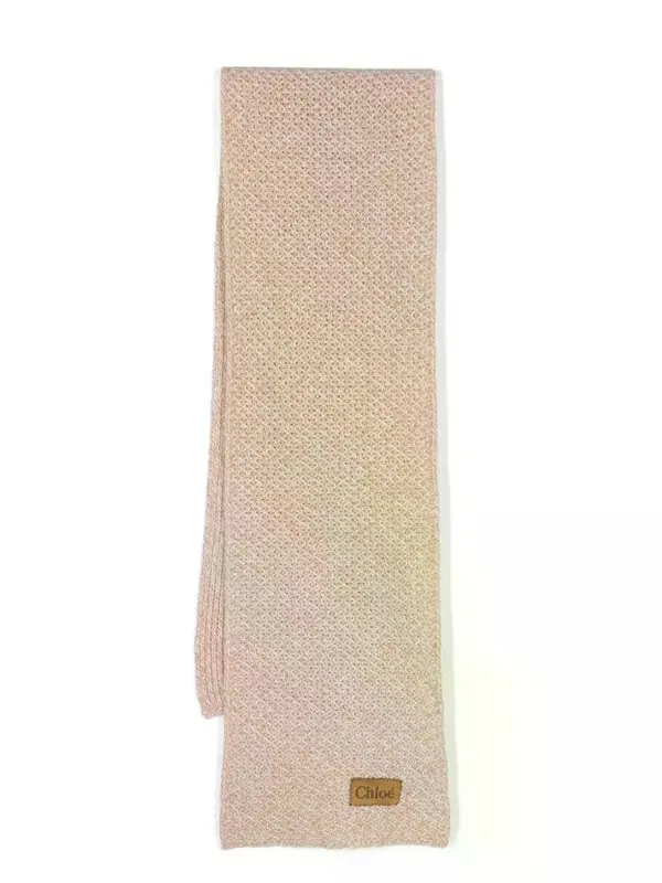 Chloé Logo-patch Chunky-knit Scarf - Neutrals