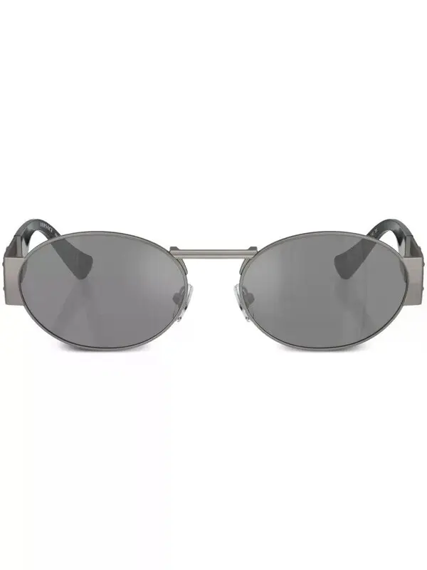 Versace Medusa-motif Oval-frame Sunglasses - Grey