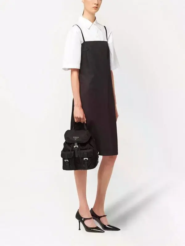 Prada Re-nylon Small Triangle Logo Backpack - Black