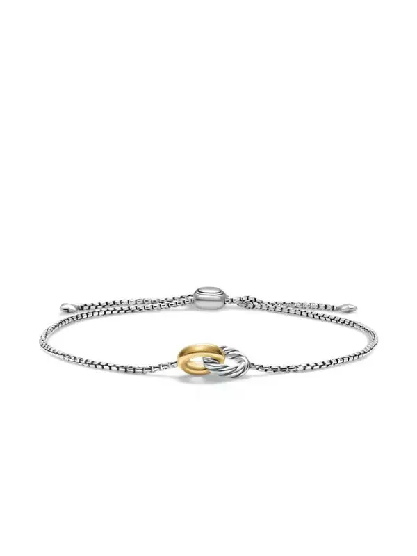 David Yurman 14kt Yellow Gold And Sterling Petite Cable Bracelet - Silver