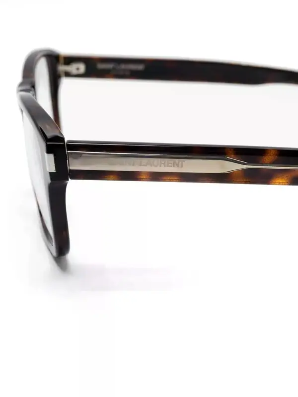 Saint Laurent Tortoiseshell-effect Rectangle Frame Glasses - Brown