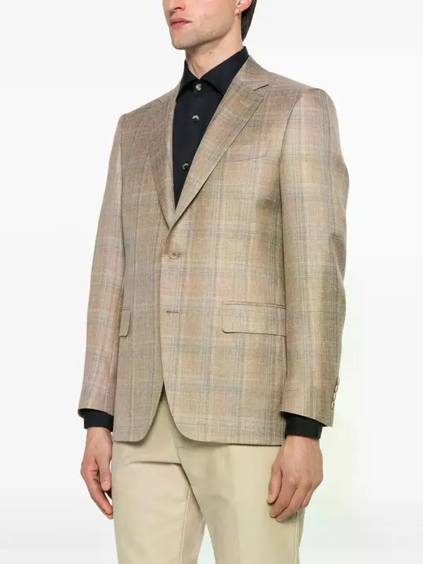 Canali Checked Blazer - Brown
