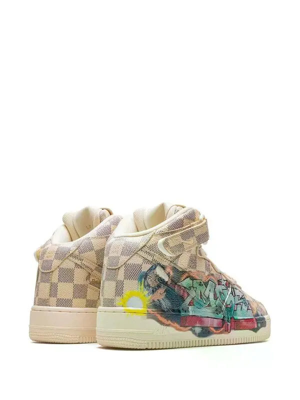 Nike X Louis Vuitton Air Force 1 Mid Virgil Abloh Graffiti Sneakers - Neutrals