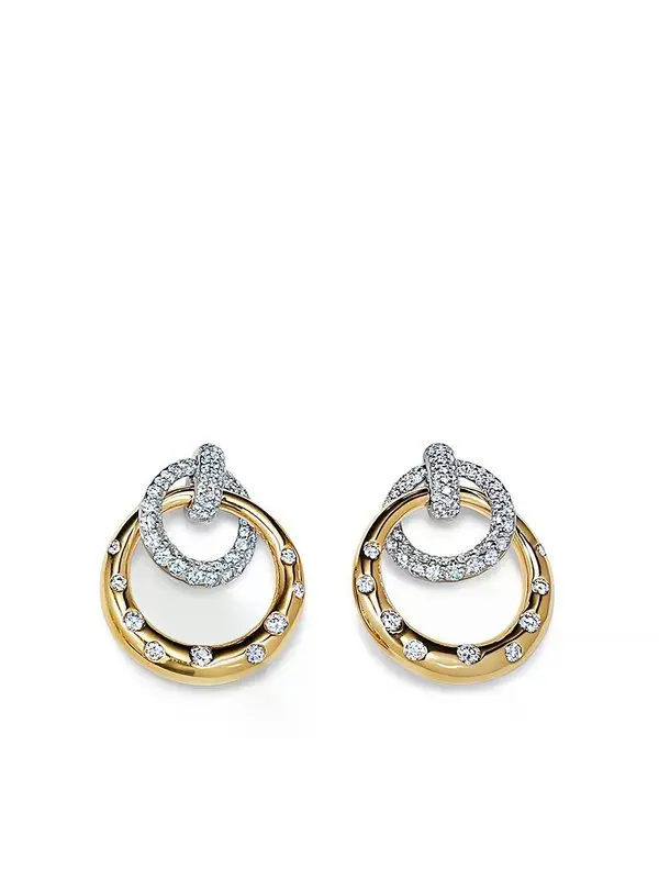 Kwiat 18kt Diamond Cobblestone Interlocking Earrings - Gold
