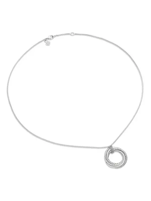 David Yurman Sterling Crossover Diamond Pendant Necklace - Silver